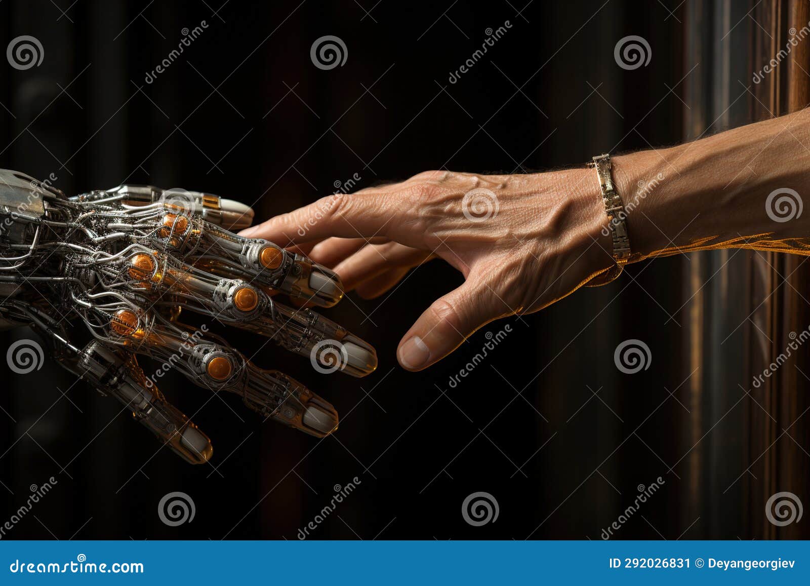 Photo of a Human Hand Holding a Robotic Hand, Symbolizing the ...