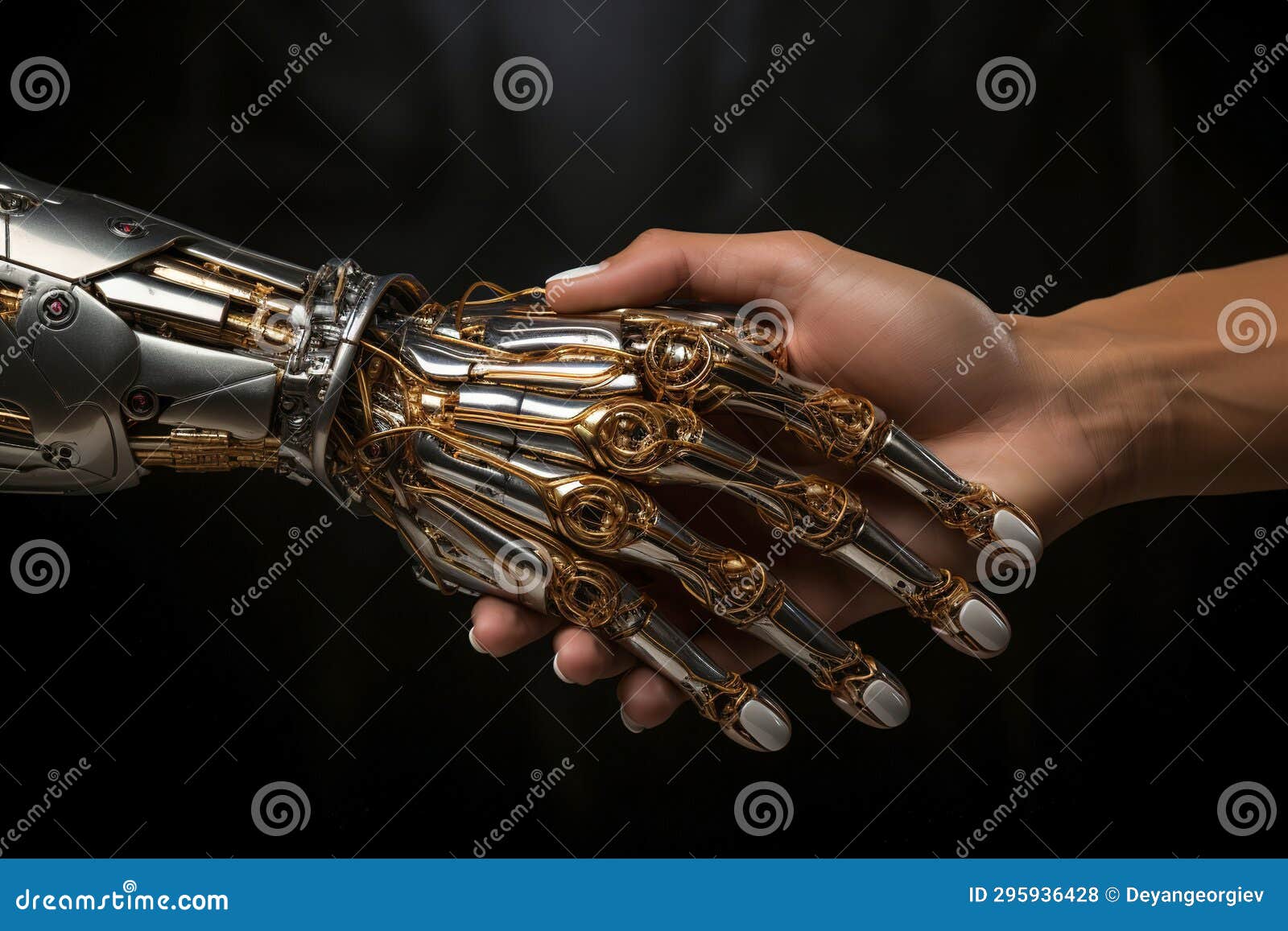Photo of a Human Hand Holding a Robotic Hand, Symbolizing the ...