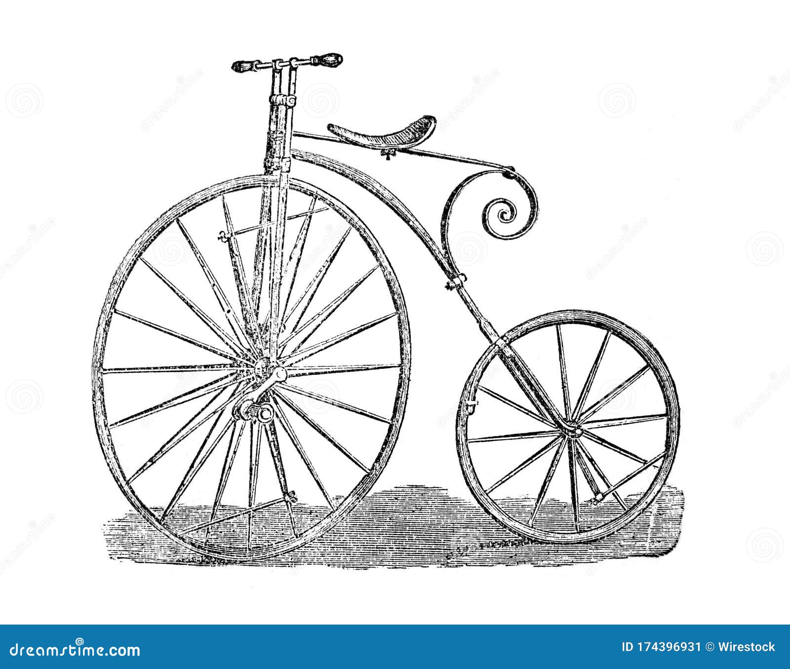 Photo of an Illustration of a High Wheel Bicycle on a White Background ...