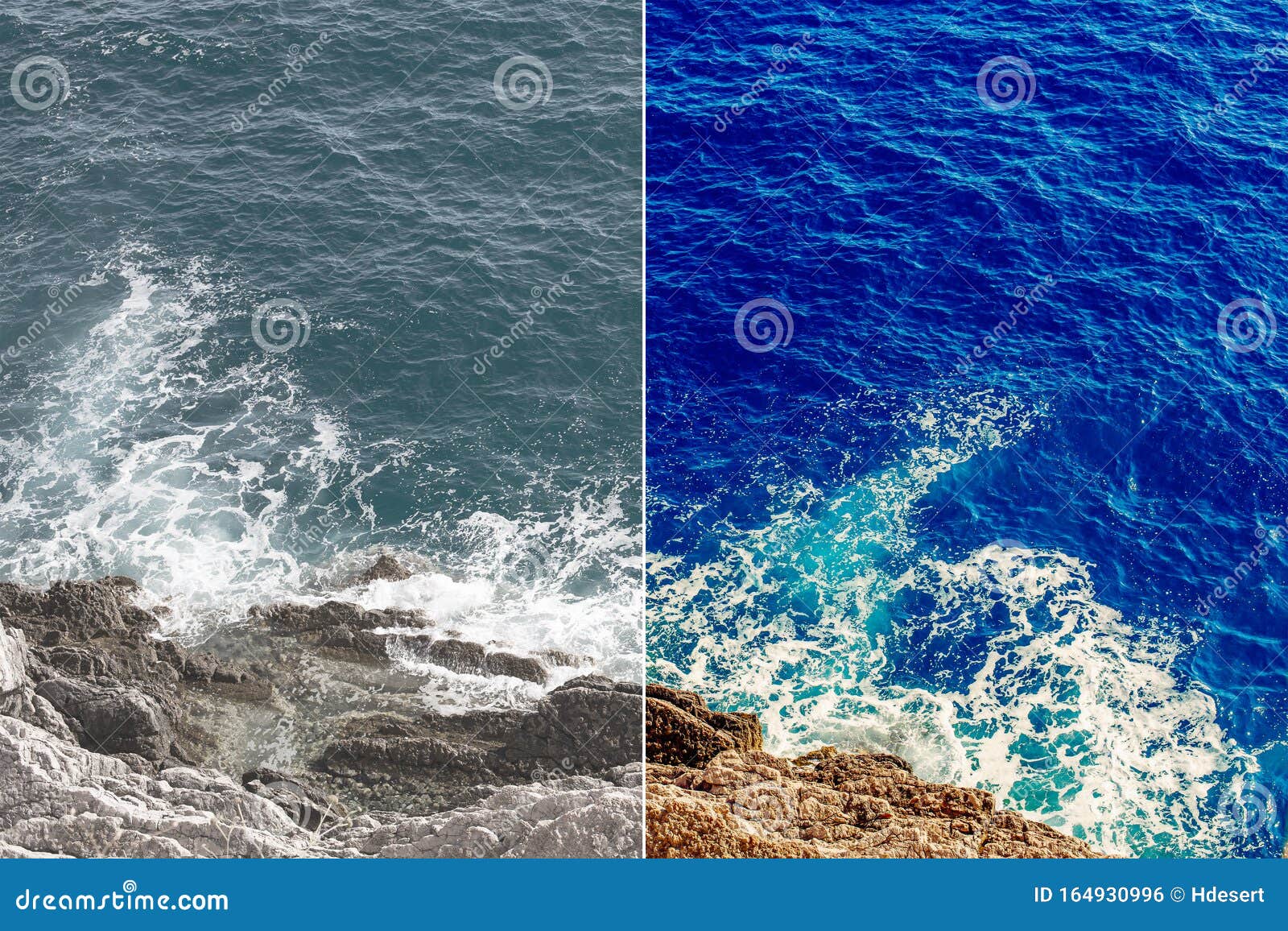 Photo before and after the Image Editing Process. Sea Rocks Stock Photo ...