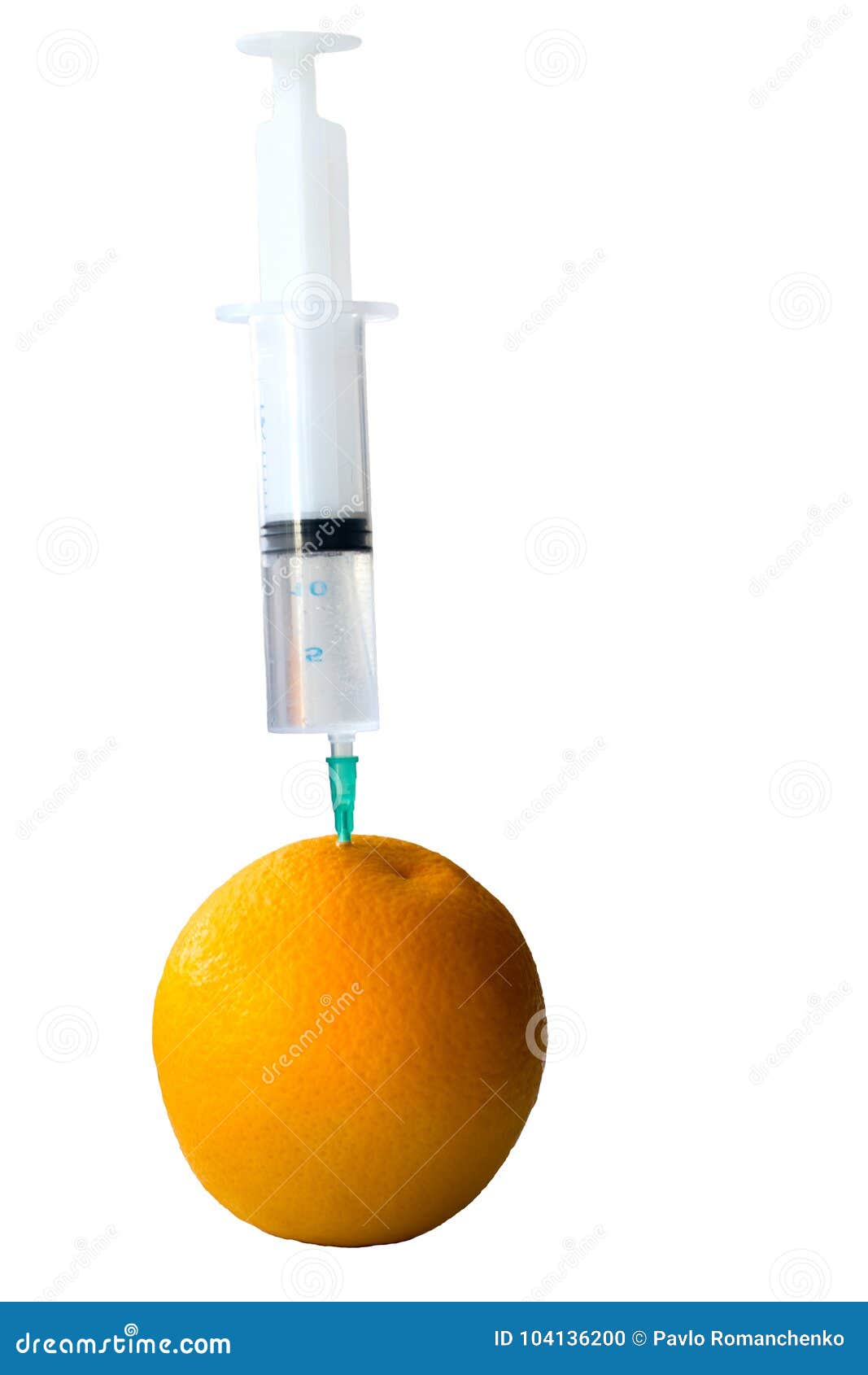 Photo of an Injection into an Orange Isolated on a White Background ...