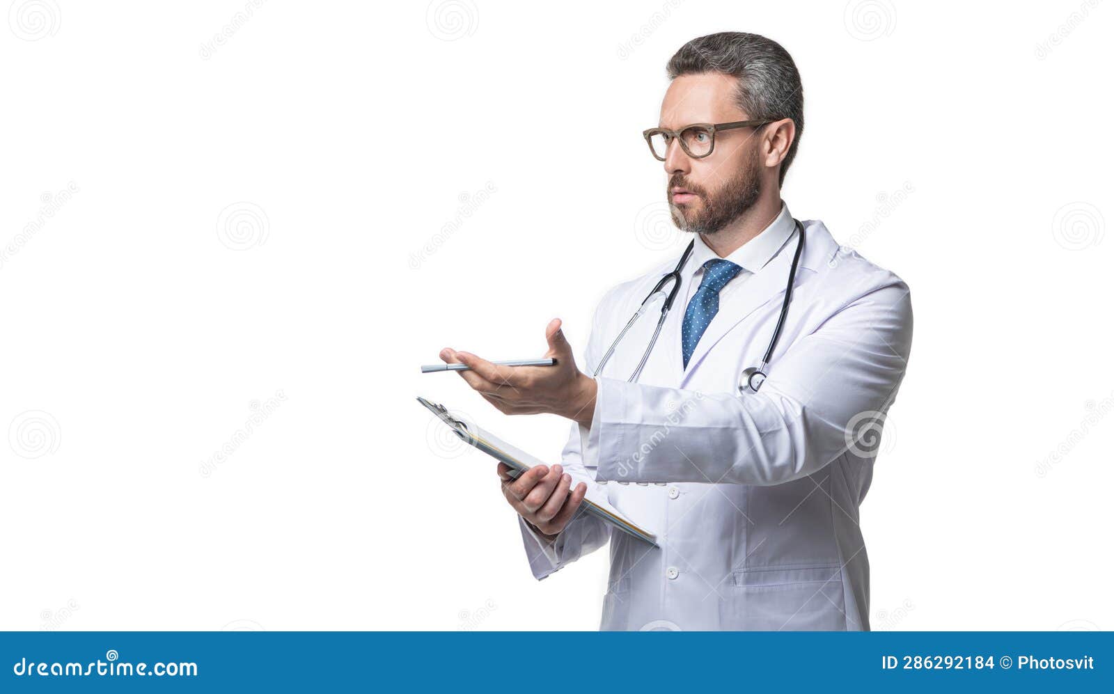 Photo of Internist with Prescription, Presenting Copy Space. Stock ...