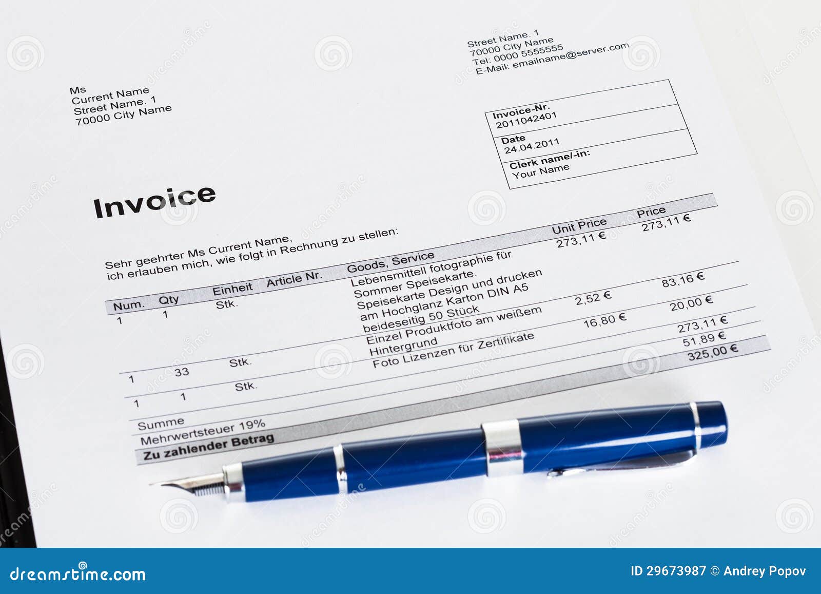 Photo of invoice stock image. Image of form, invoice - 29673987