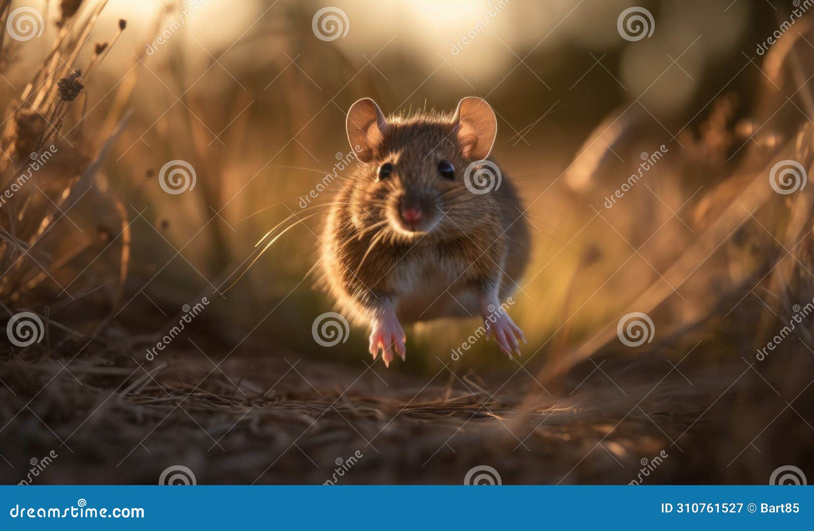 Photo of Kangaroo Mouse Jumping in Tall Grass at Sunset. Generative AI ...