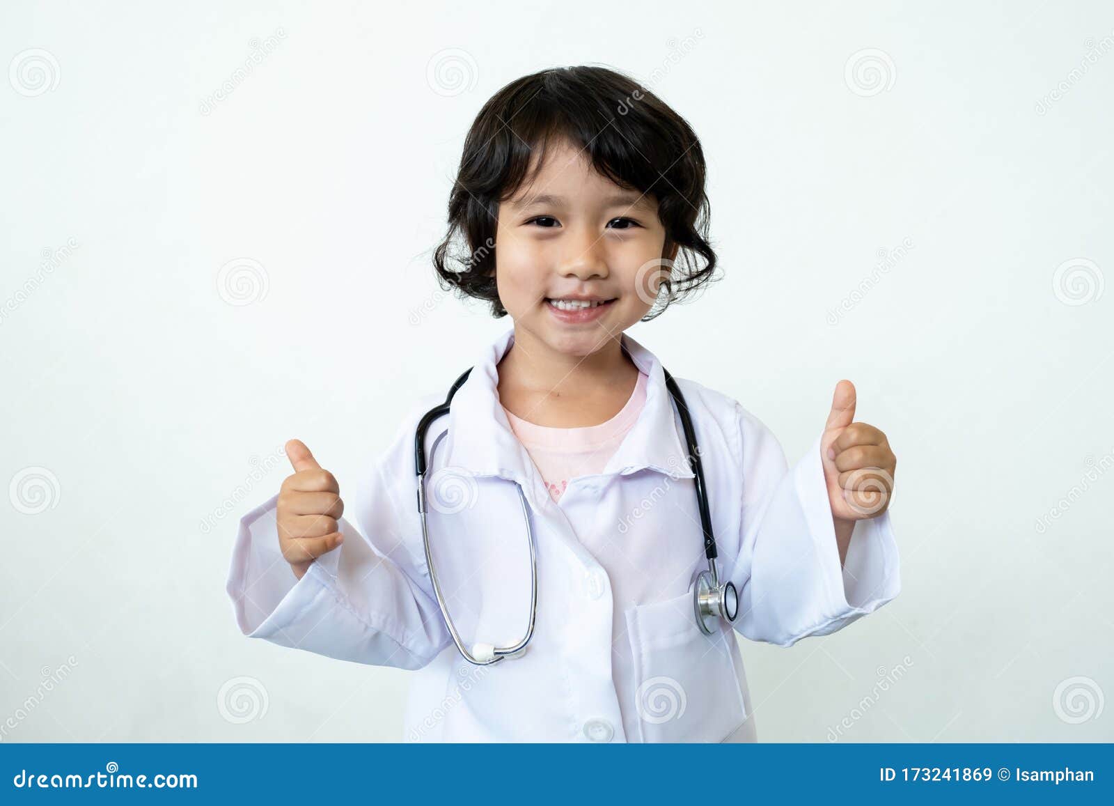 Photo of Kid Doctor with Stethoscope on White Background Stock Image ...