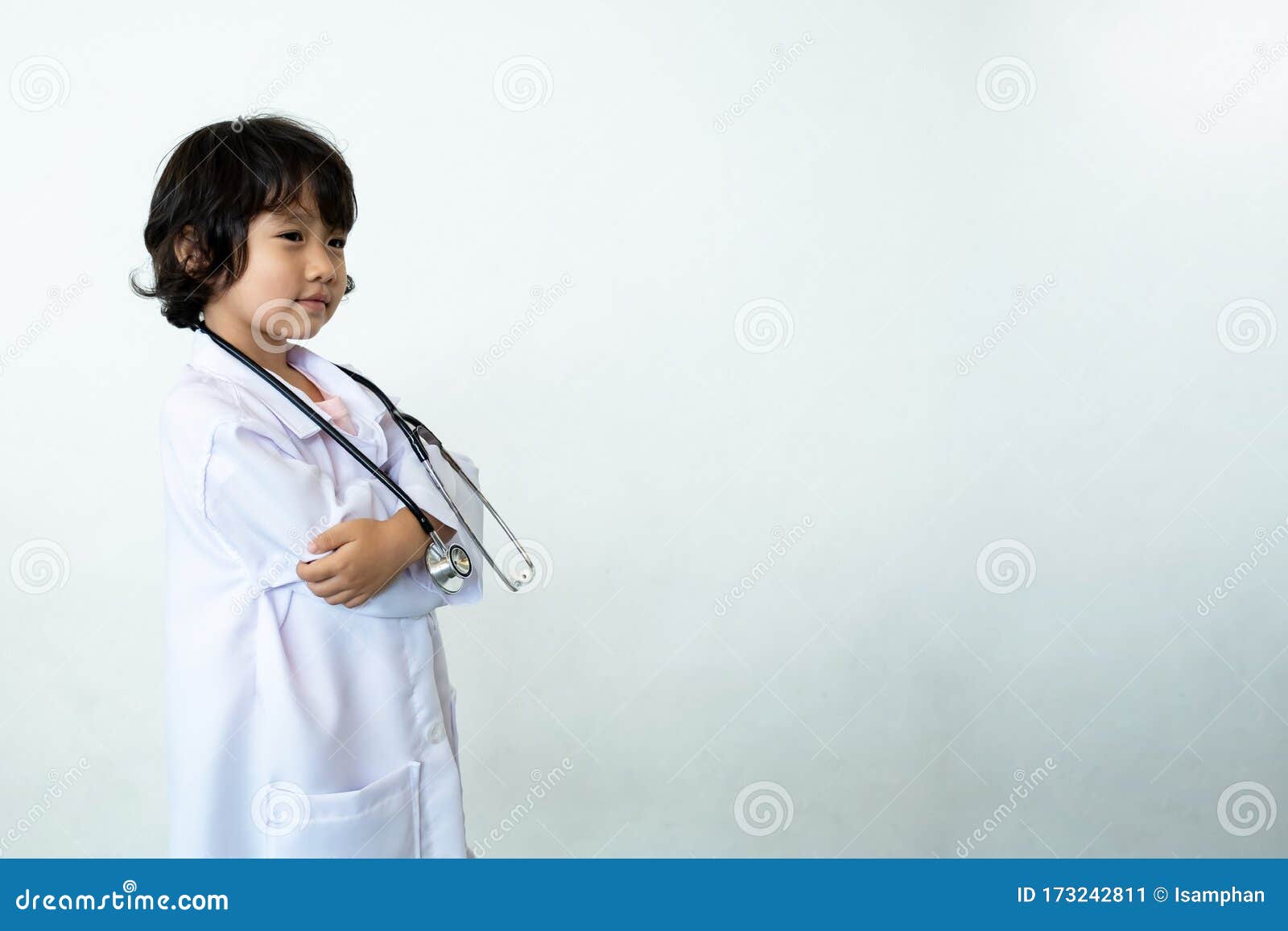 Photo of Kid Doctor with Stethoscope on White Background Stock Image ...
