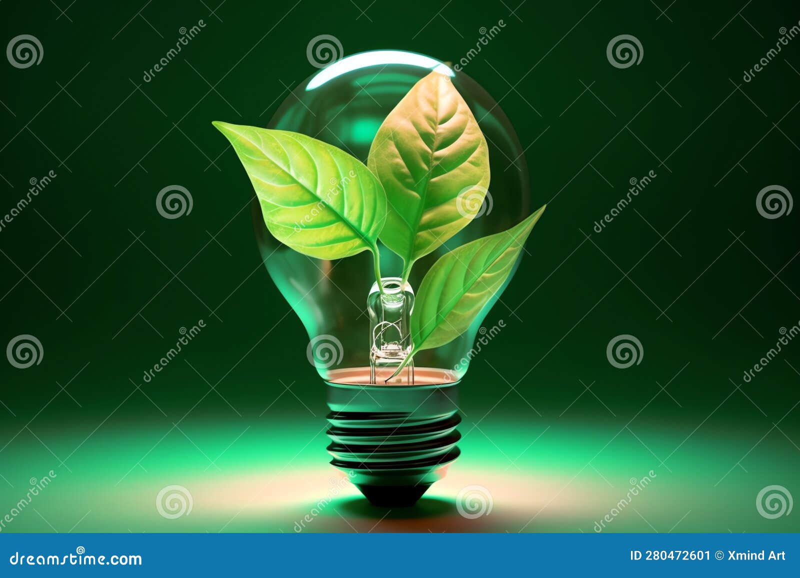 Leaf Inside Light Bulb Green Energy Emerged Ecosystem Concept Ai ...