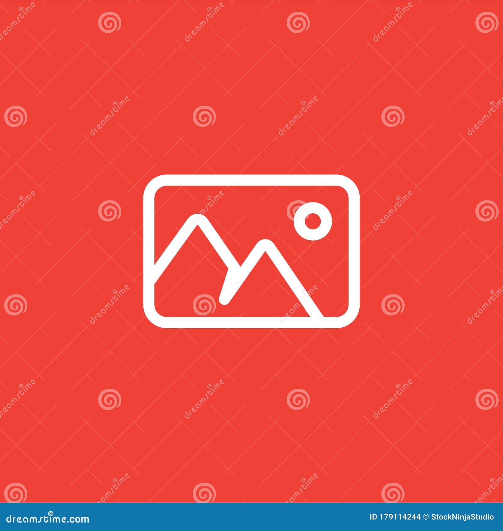 Photo Line Icon on Red Background. Red Flat Style Vector Illustration ...