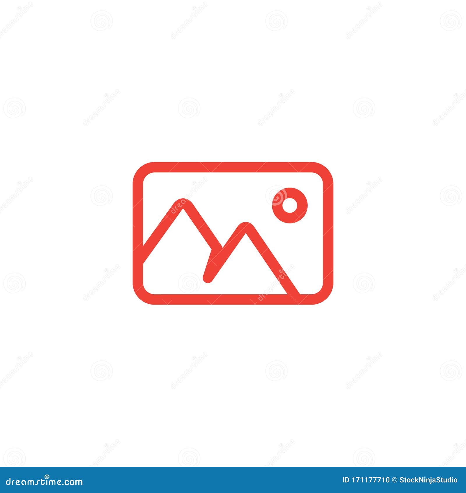 Photo Line Red Icon on White Background. Red Flat Style Vector ...