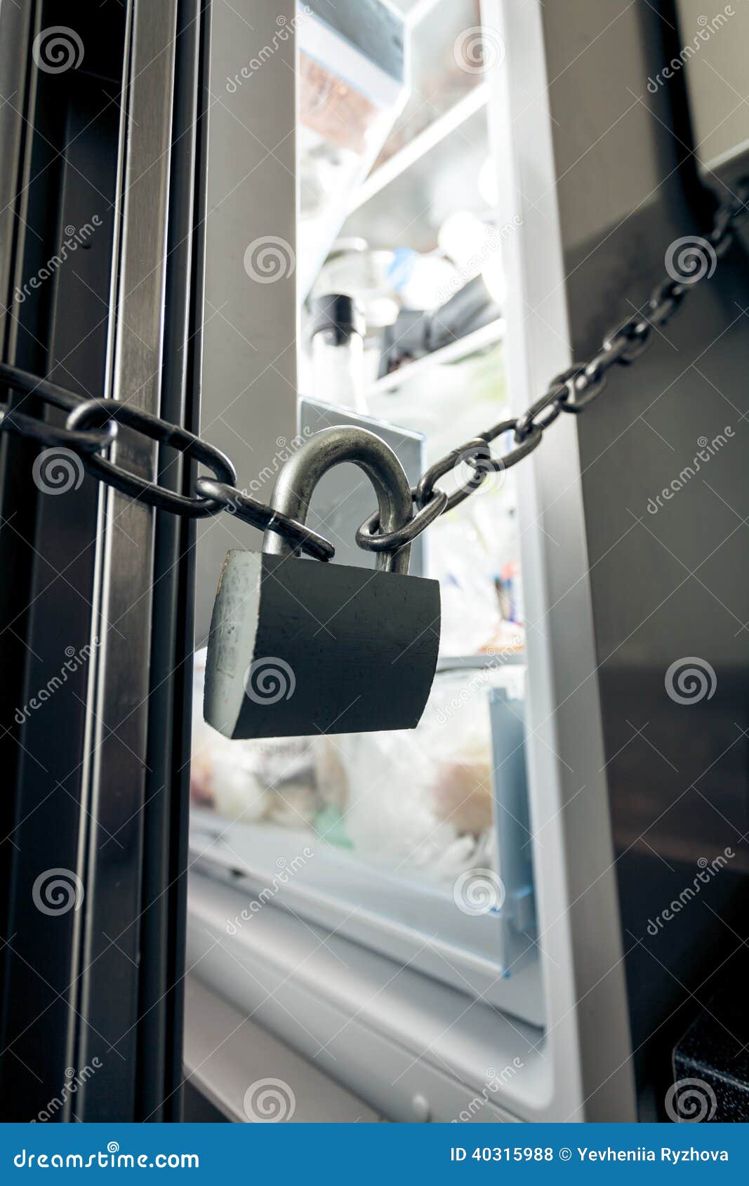 Photo of Lock Hanging on Refrigerator Stock Photo - Image of light ...
