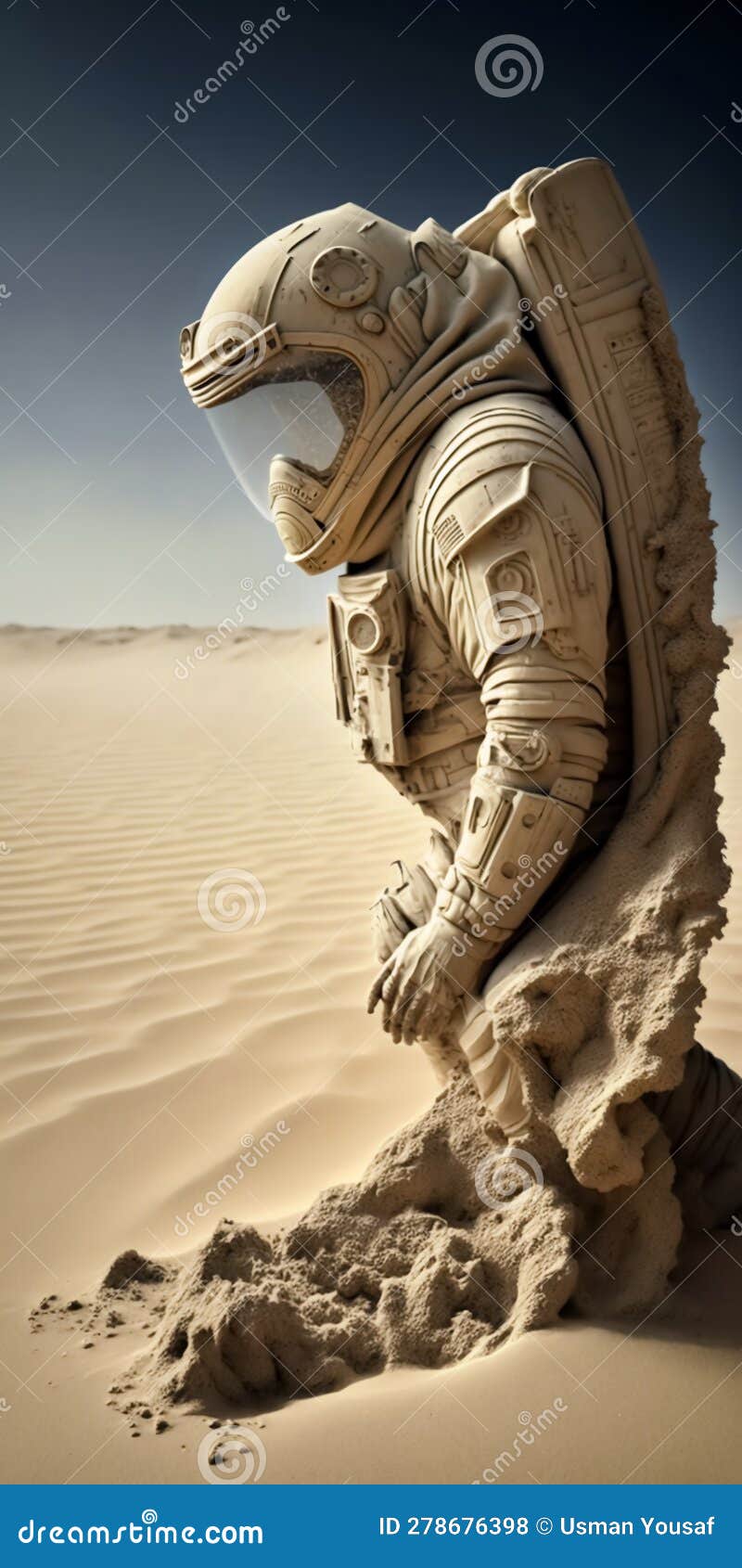 Ai Generated Lone Astronaut Standing on a Desolate and Sandy Planet ...