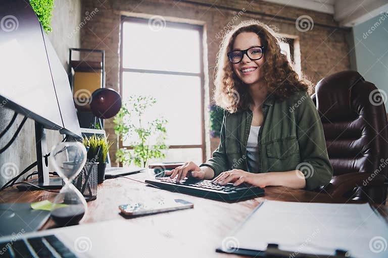 Photo Of Lovely Cheerful Successful Woman Coder Hacker Sitting Armchair