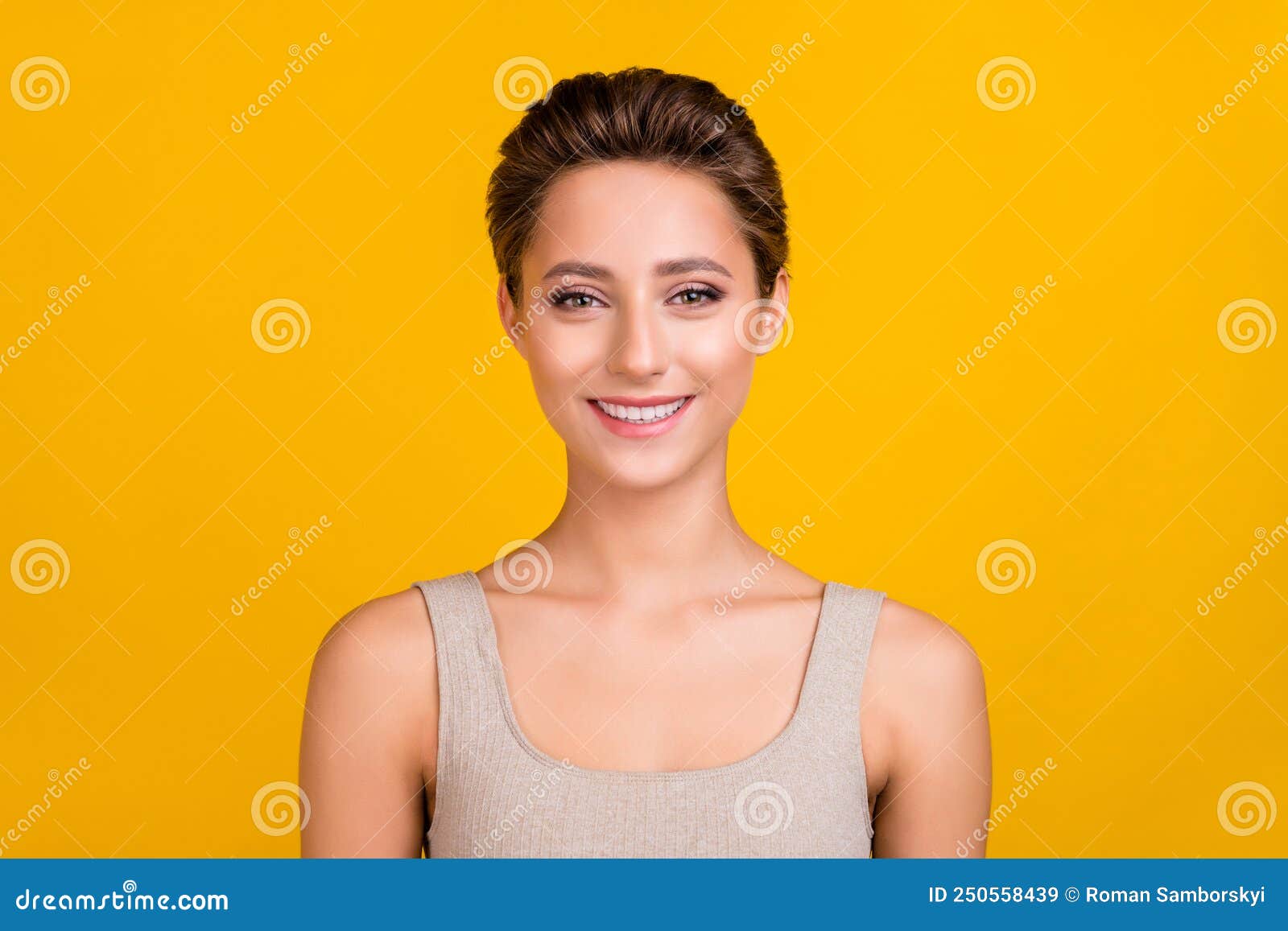 Photo Of Lovely Pretty Sportive Cheerful Lady Toothy Beaming Smile Wear