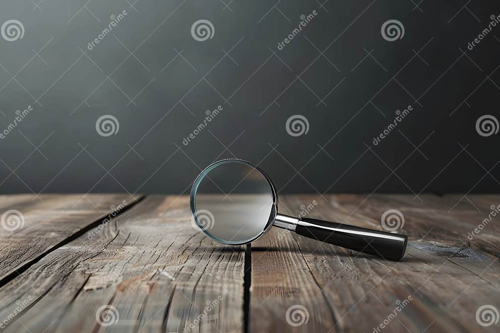 Magnifying Glass on Empty Table for Web Banner Stock Illustration ...