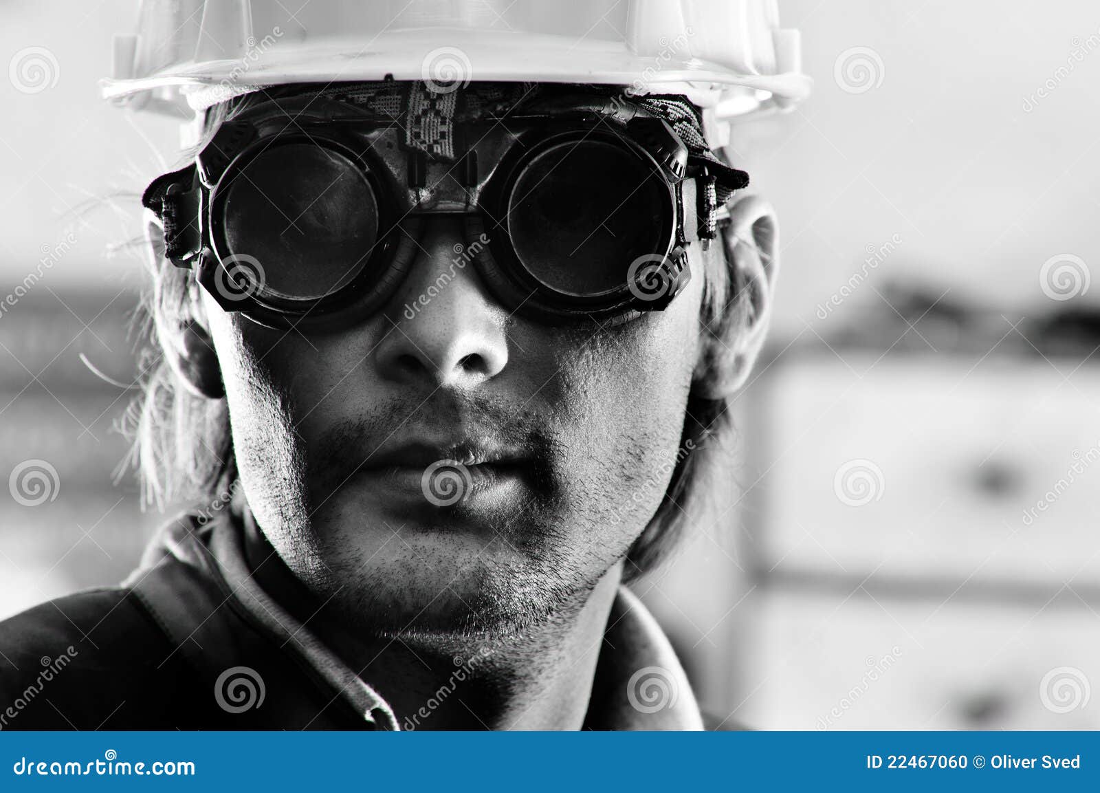 Photo of a Man in Helmet and Goggles Stock Photo - Image of portrait ...
