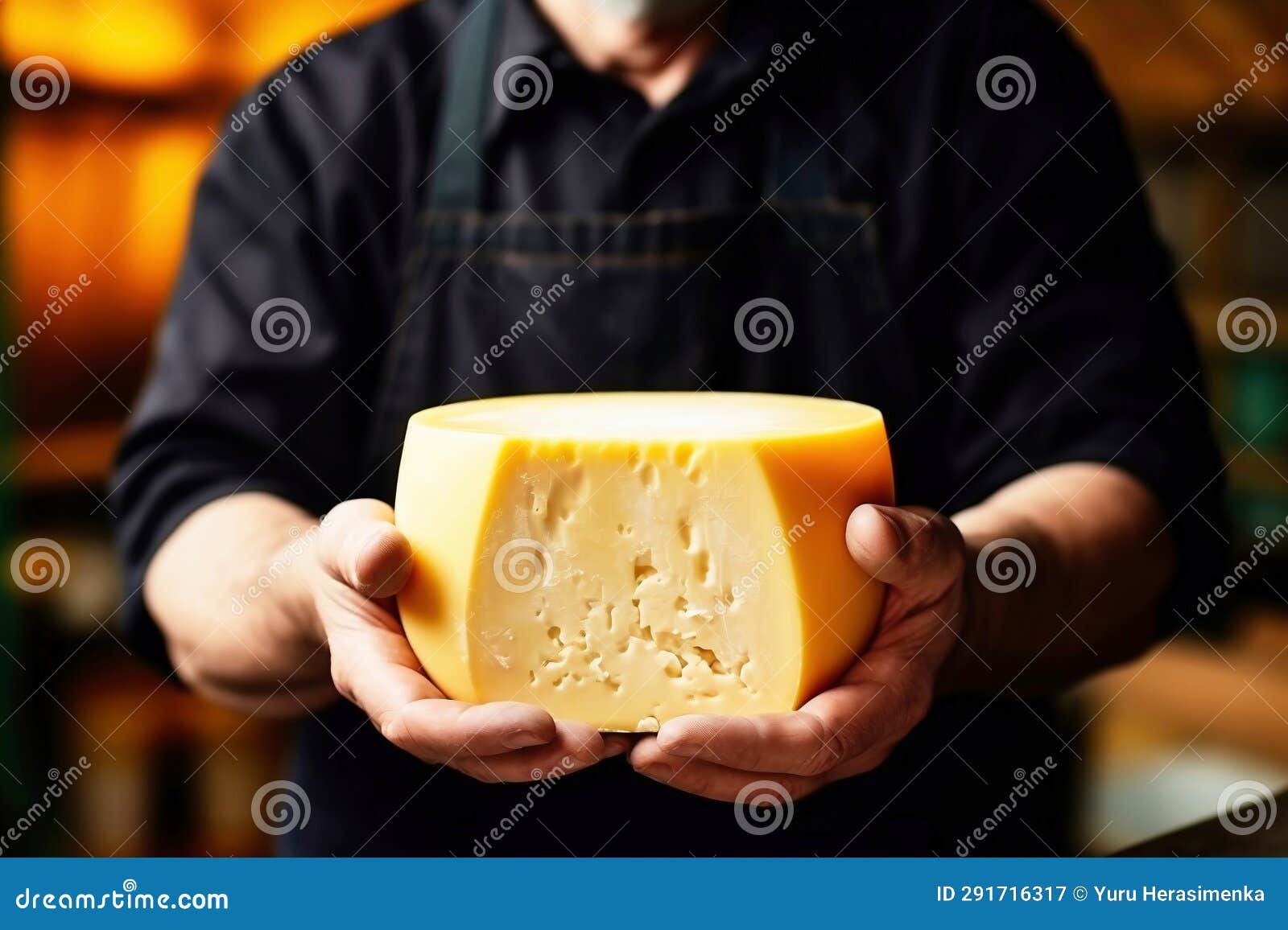 Photo of a Man Holding a Piece of Cheese in His Hands Stock ...