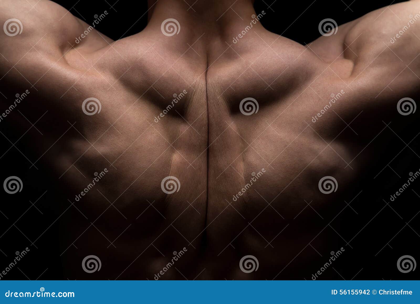 Muscle Man. Back View. Isolated On Dark. Royalty-Free Stock Image ...