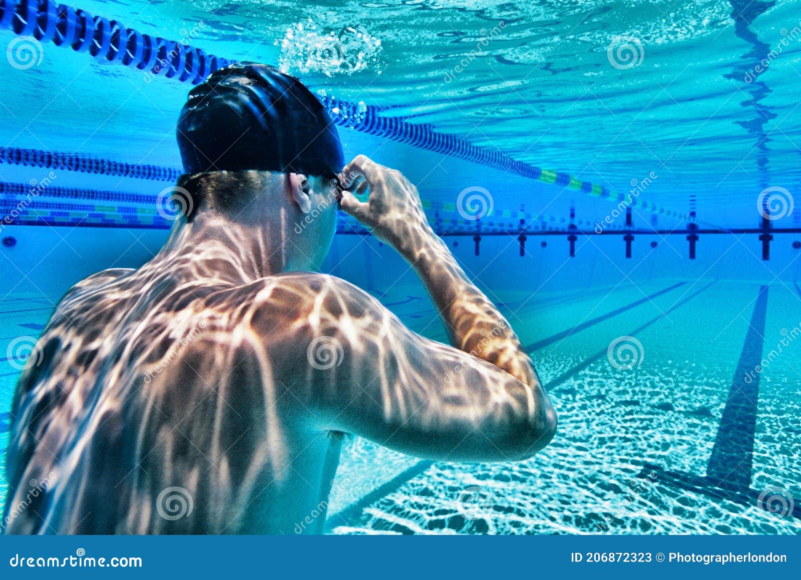 Portrait of Man Training in Swimming Pool Stock Image - Image of aqua ...