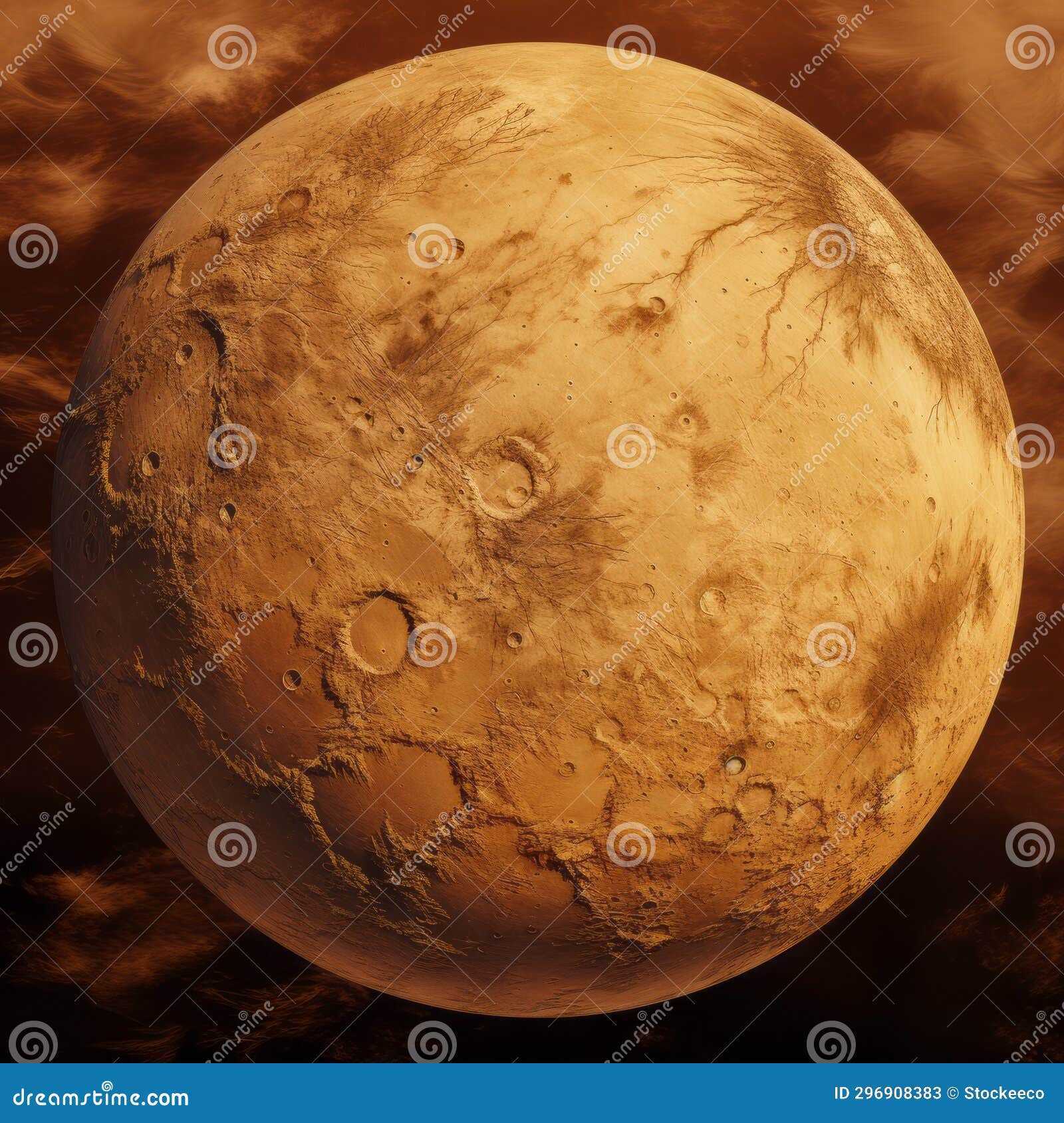 Detailed Sepia-toned Mars Illustration with Smokey Background and Hard ...