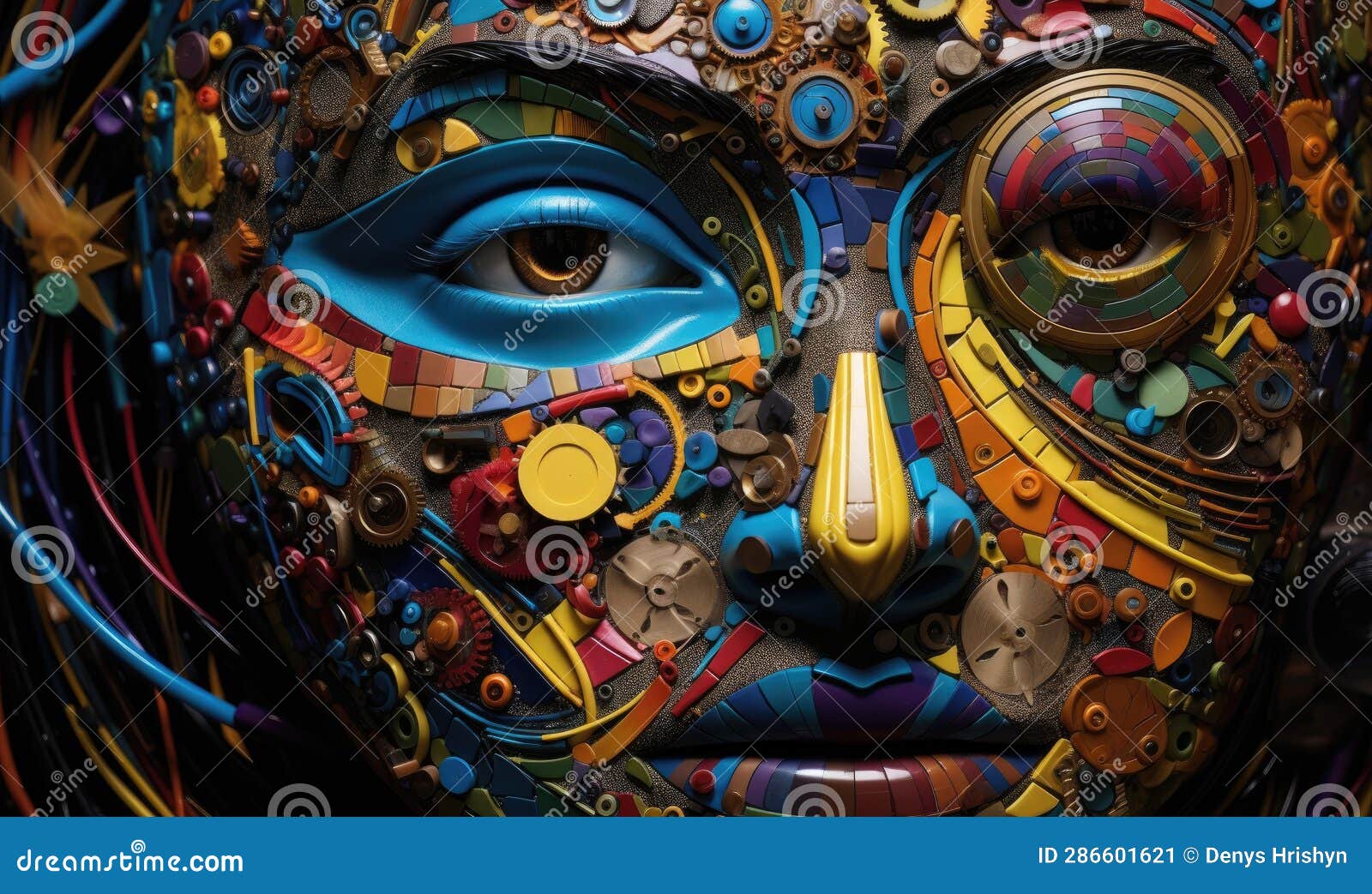 Photo of a Mechanical Face Made Up of Interlocking Gears and Cogs Stock ...