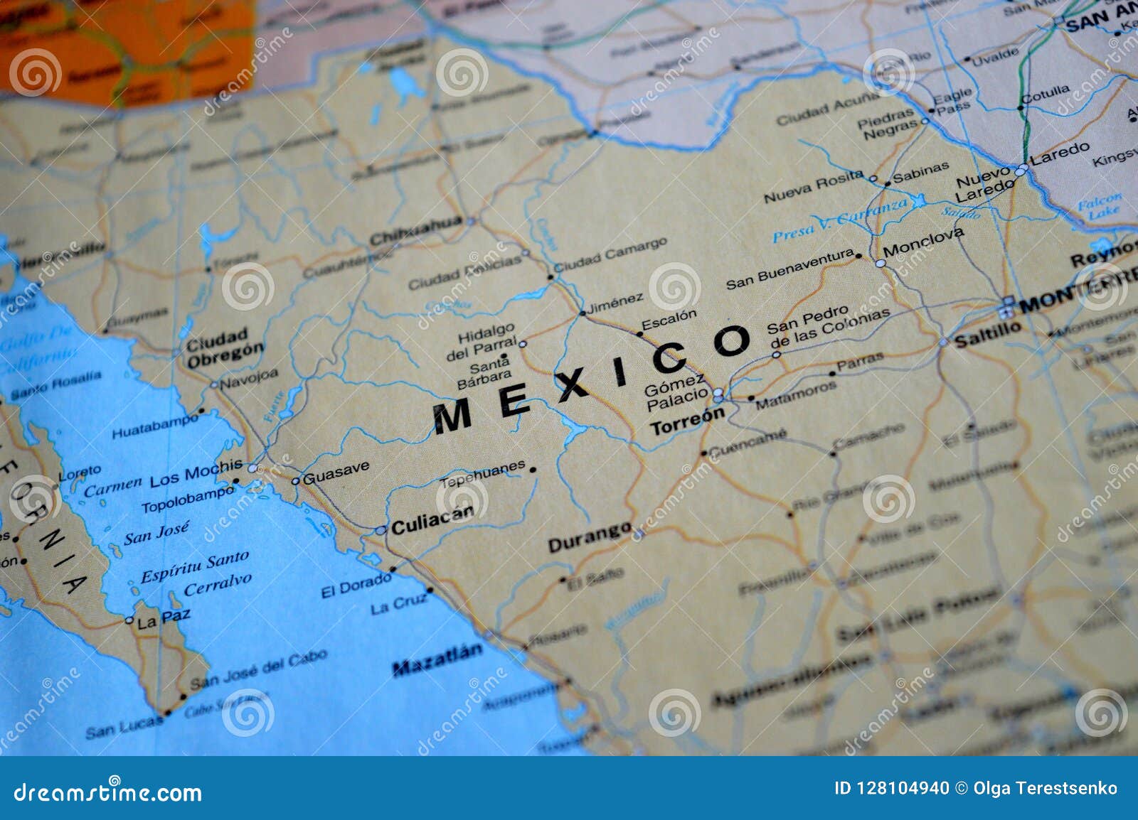 A photo of Mexico on a map stock photo. Image of globe - 128104940