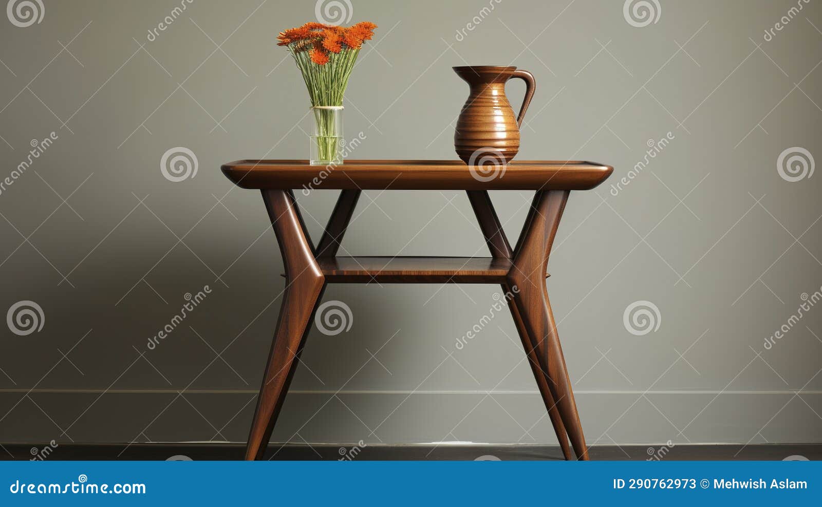 A Photo of a Mid - Century Modern Side Table Stock Illustration ...