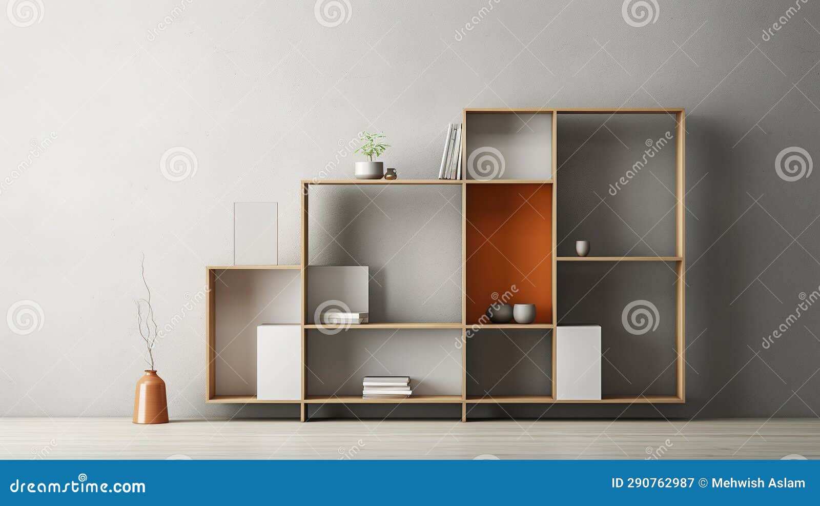 A Photo of a Minimalist Shelving Unit Stock Illustration - Illustration ...