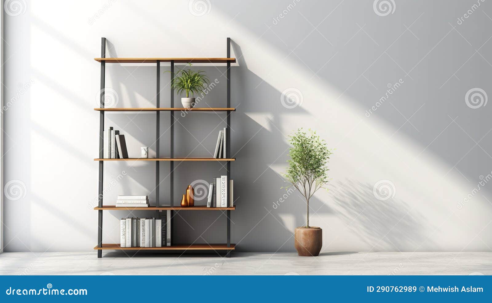 A Photo of a Minimalist Shelving Unit Stock Illustration - Illustration ...