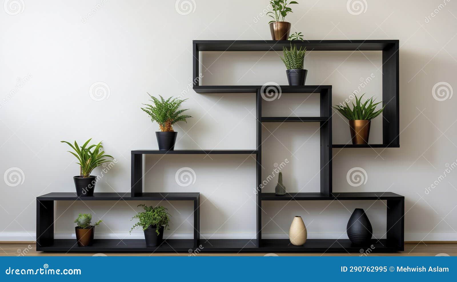 A Photo of a Minimalist Shelving Unit Stock Illustration - Illustration ...