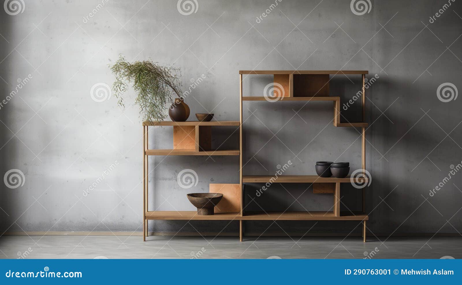A Photo of a Minimalist Shelving Unit Stock Illustration - Illustration ...