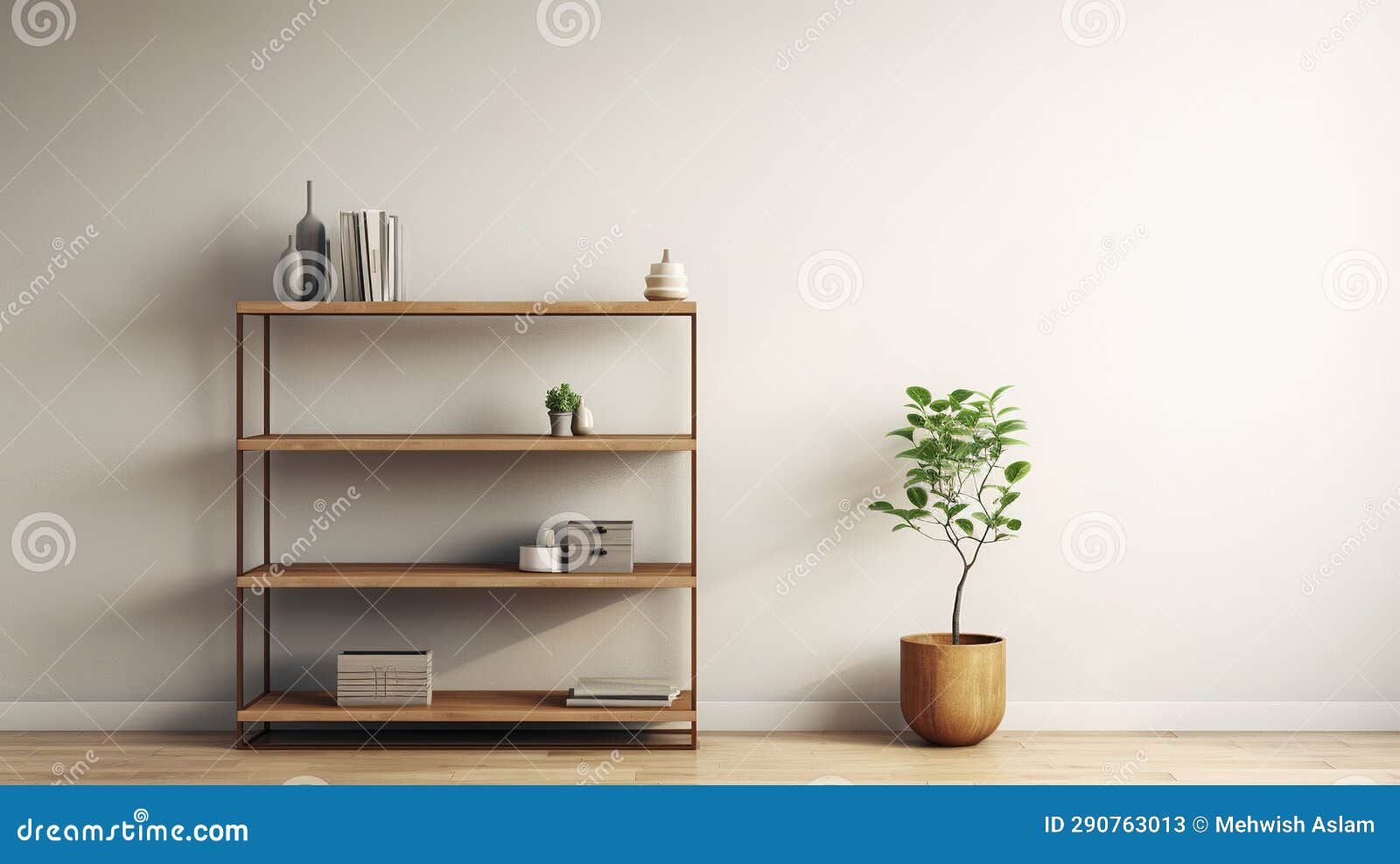 A Photo of a Minimalist Shelving Unit Stock Illustration - Illustration ...