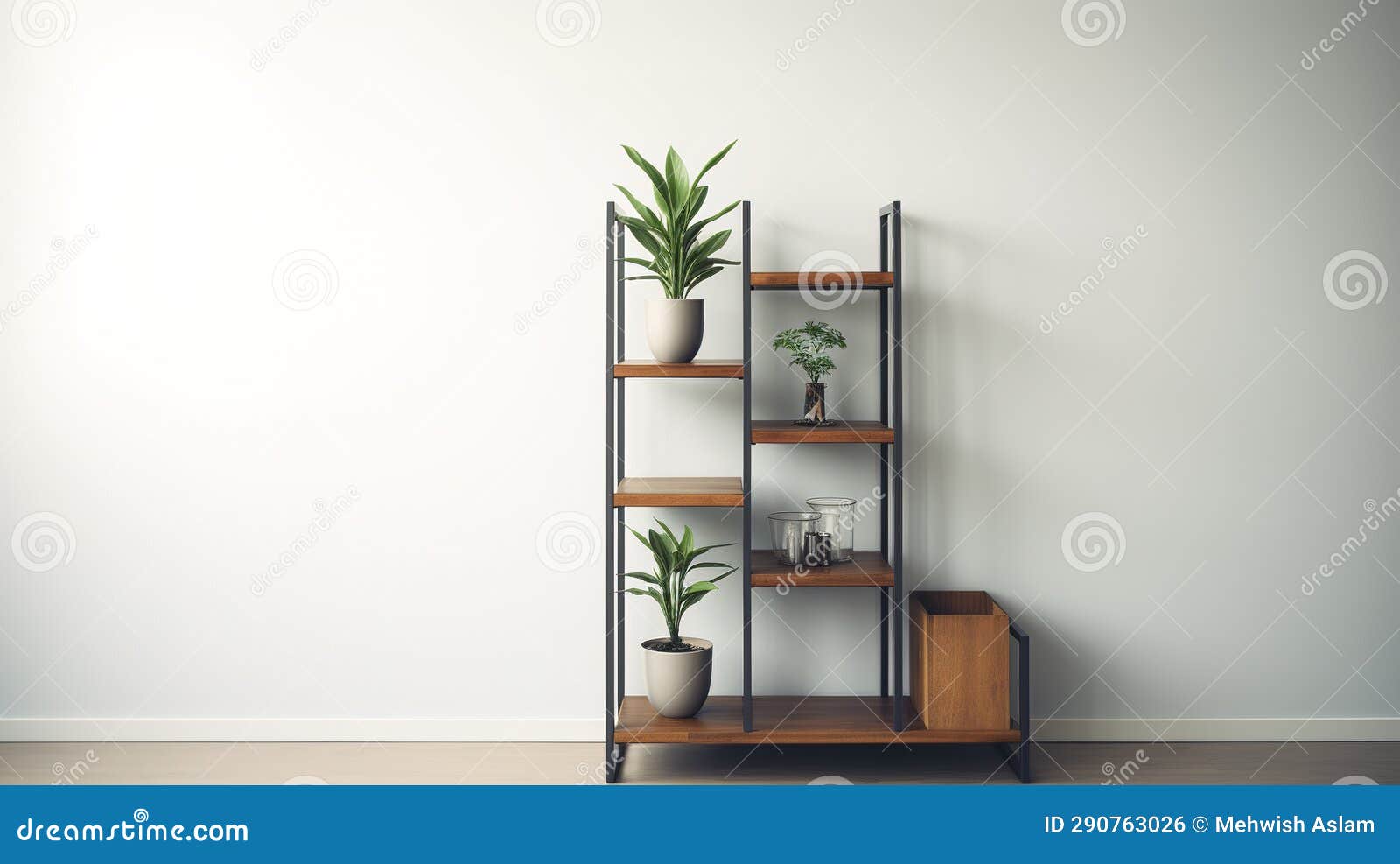 A Photo of a Minimalist Shelving Unit Stock Illustration - Illustration ...