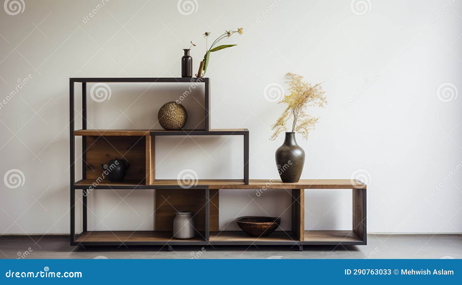 A Photo of a Minimalist Shelving Unit Stock Illustration - Illustration ...