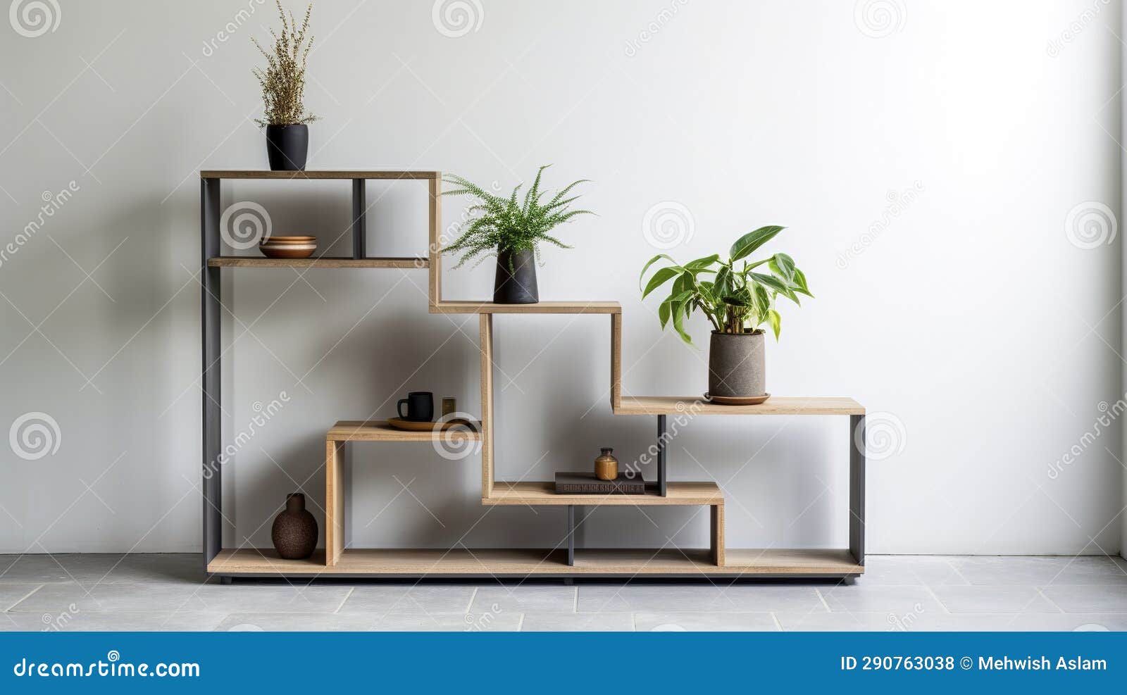 A Photo of a Minimalist Shelving Unit Stock Illustration - Illustration ...