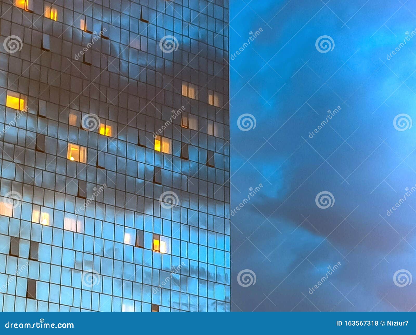 Modern Building in the Evening Stock Photo - Image of facade, building ...