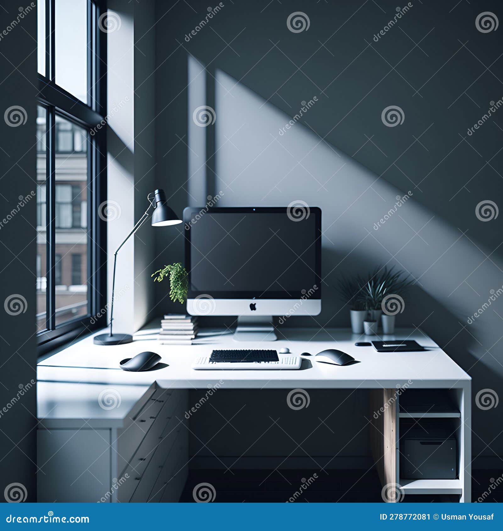 Ai Generated a Modern Desktop Computer on a Clean White Desk in a ...