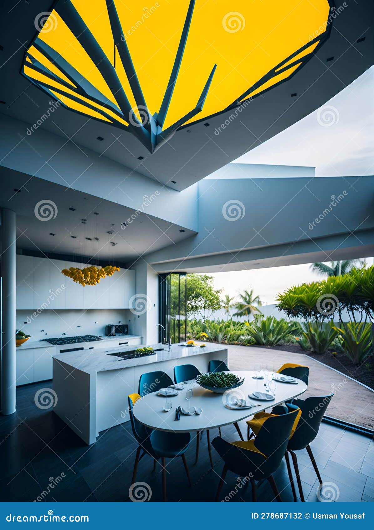 Ai Generated a Modern Dining Room with a Sleek Table and Chairs Stock ...