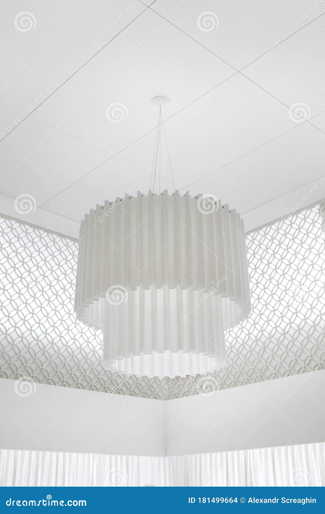 Photo of Modern White Ceiling Light with Circle Shape. Minimalist ...