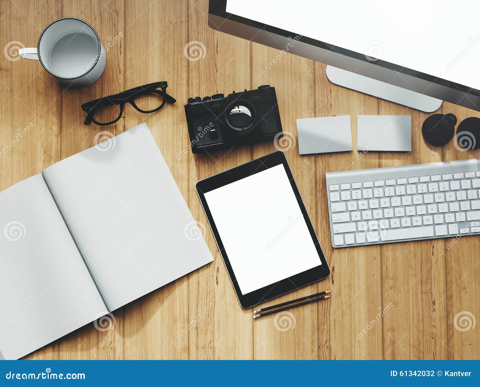 Photo of Modern Workspace with Desktop Screen Stock Photo - Image of ...