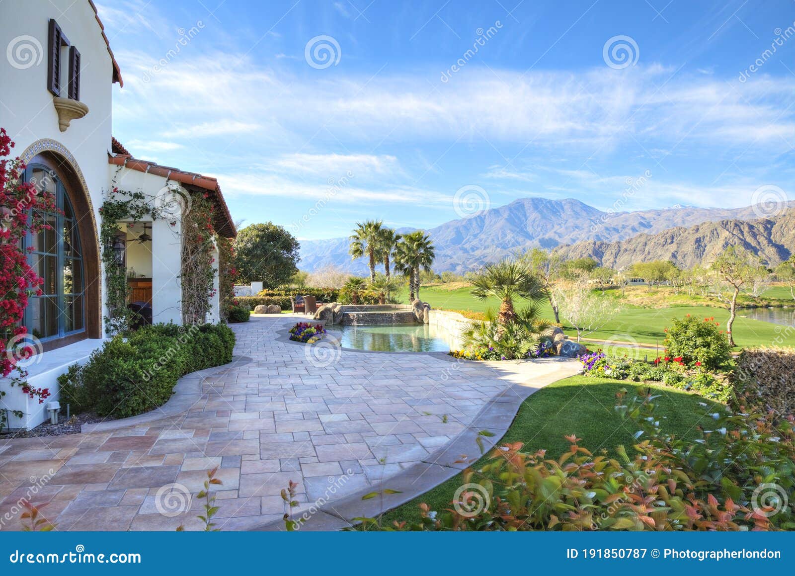 View of Mountains from Luxury Manor House Stock Image - Image of house ...