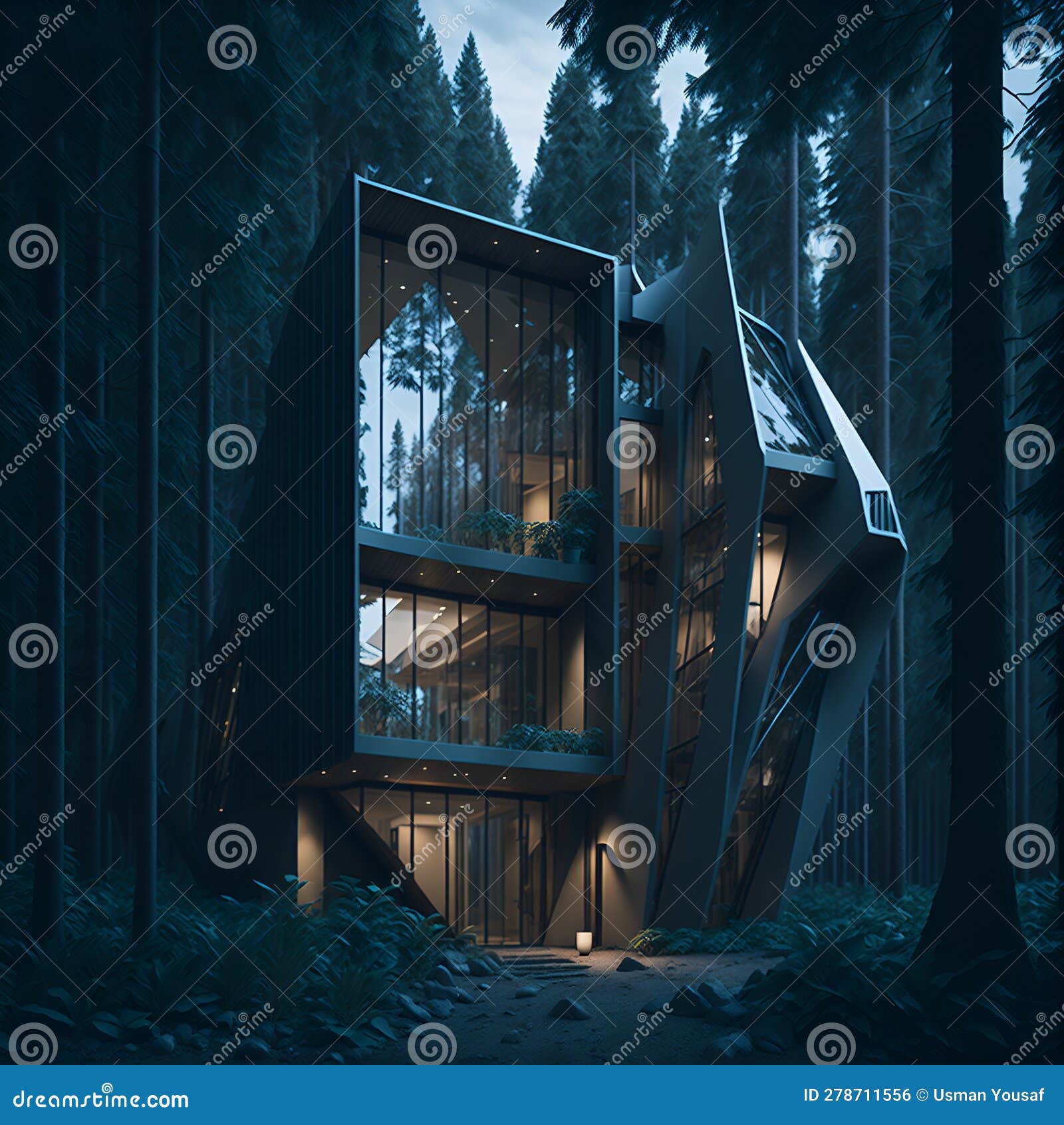 Ai Generated a Mysterious Building Surrounded by the Darkness of the ...