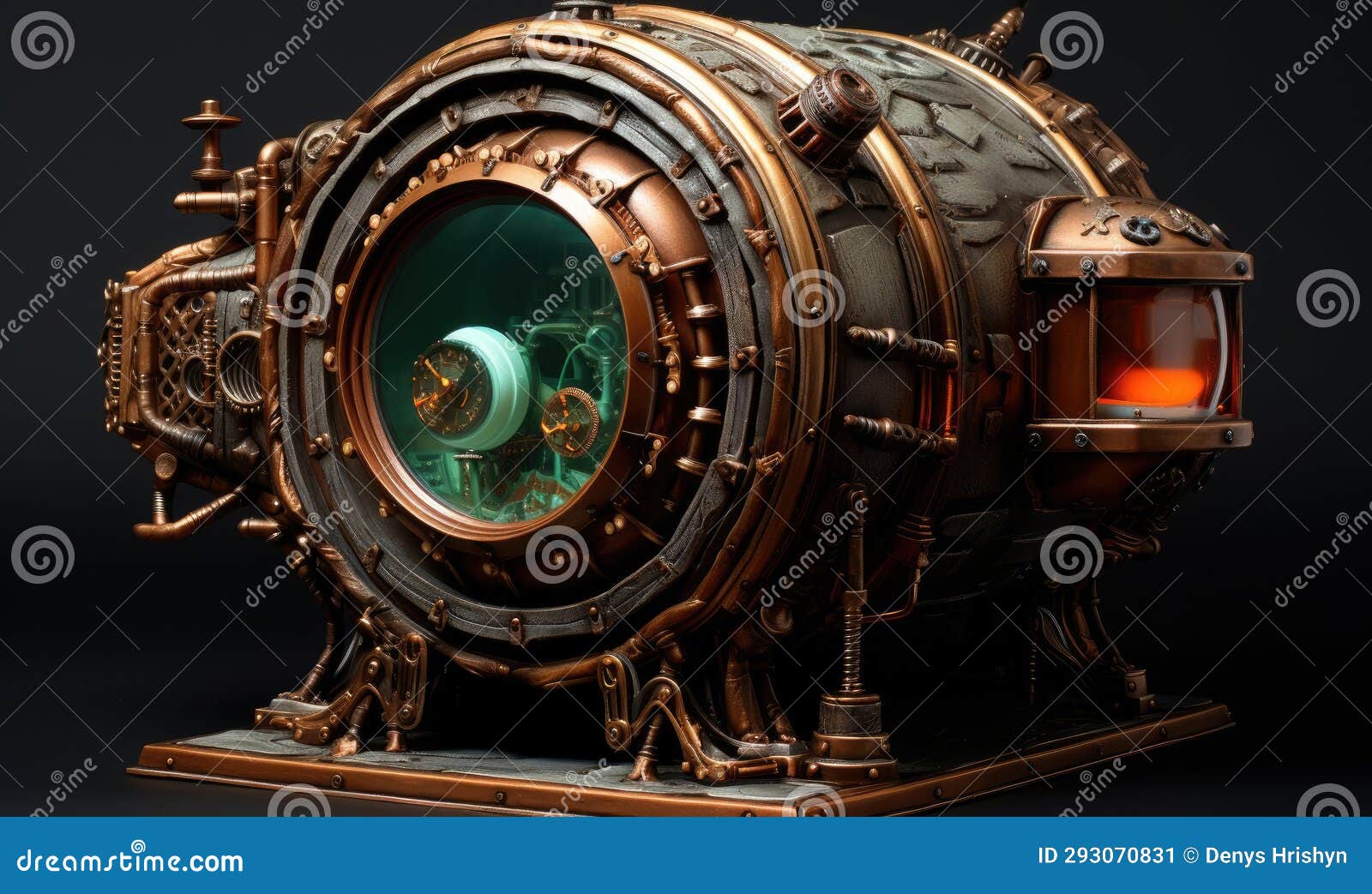 Photo of a Mysterious Green-lit Metal Object Stock Illustration ...