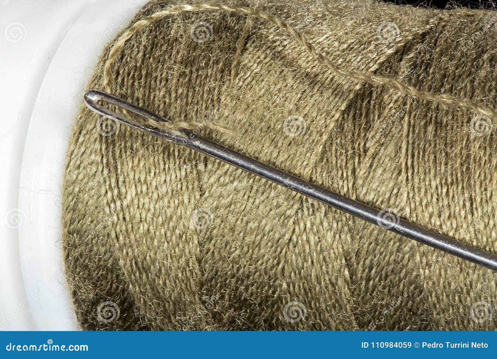 Needle and Thread Extreme Close Up Stock Image - Image of green ...