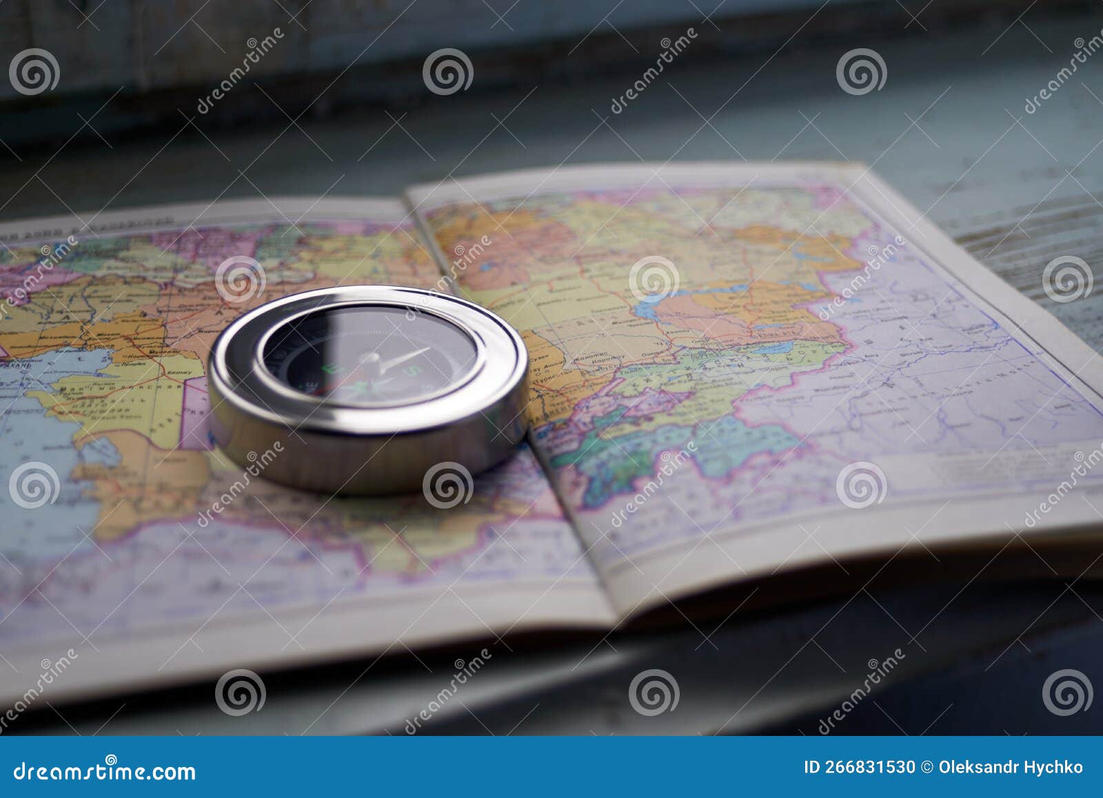 Photo of New Compass on Old Soviet Map of the World Stock Photo - Image ...