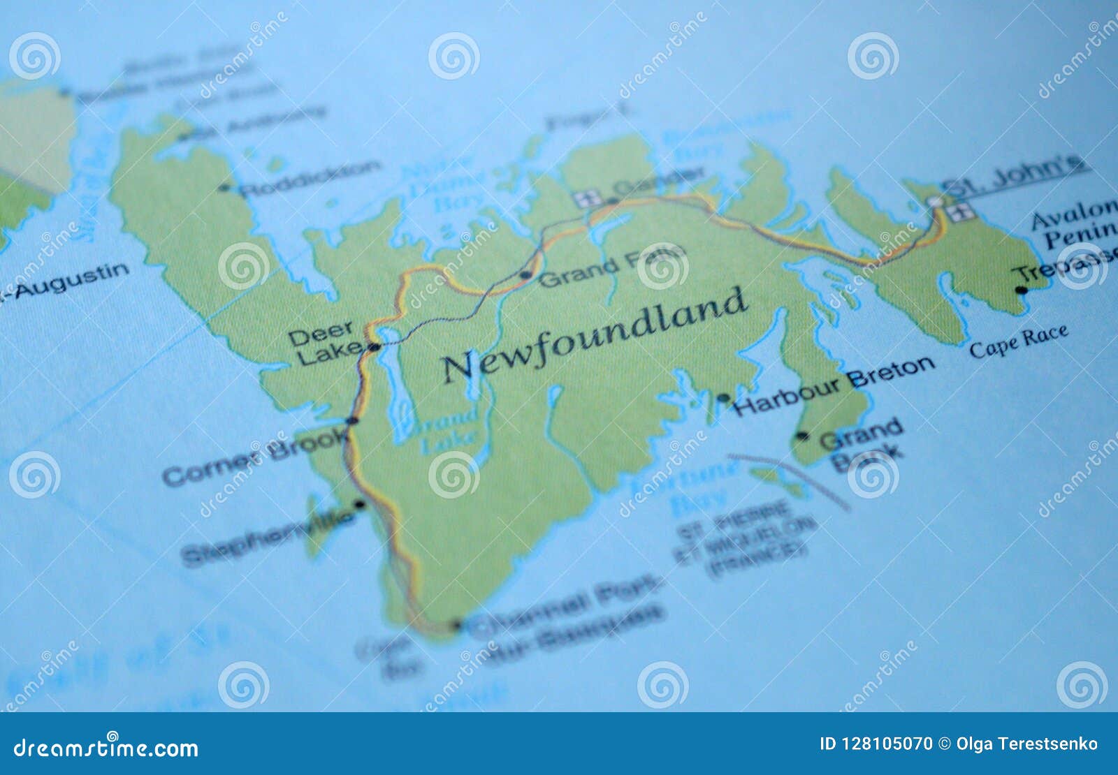 A Photo of Newfoundland on a Map Stock Photo - Image of newfoundland ...