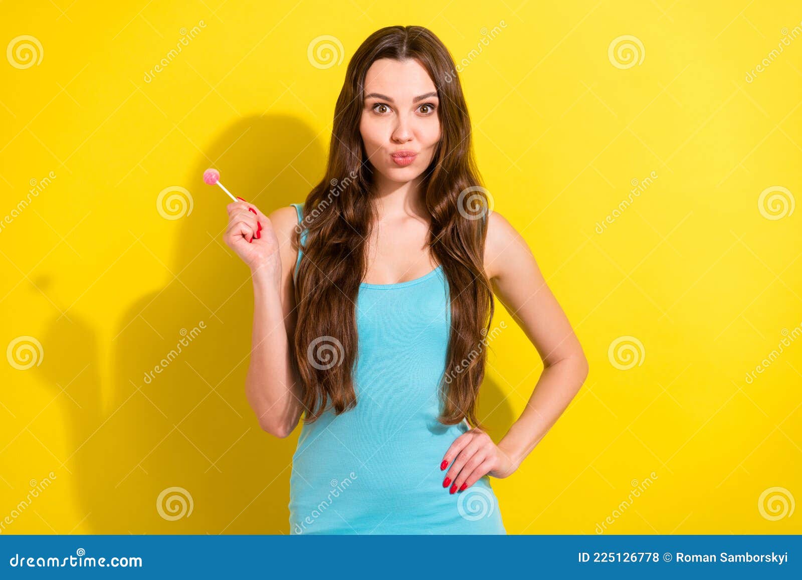 Photo Of Nice Brunette Hairdo Young Lady Hold Sweet Blow Kiss Wear Teal
