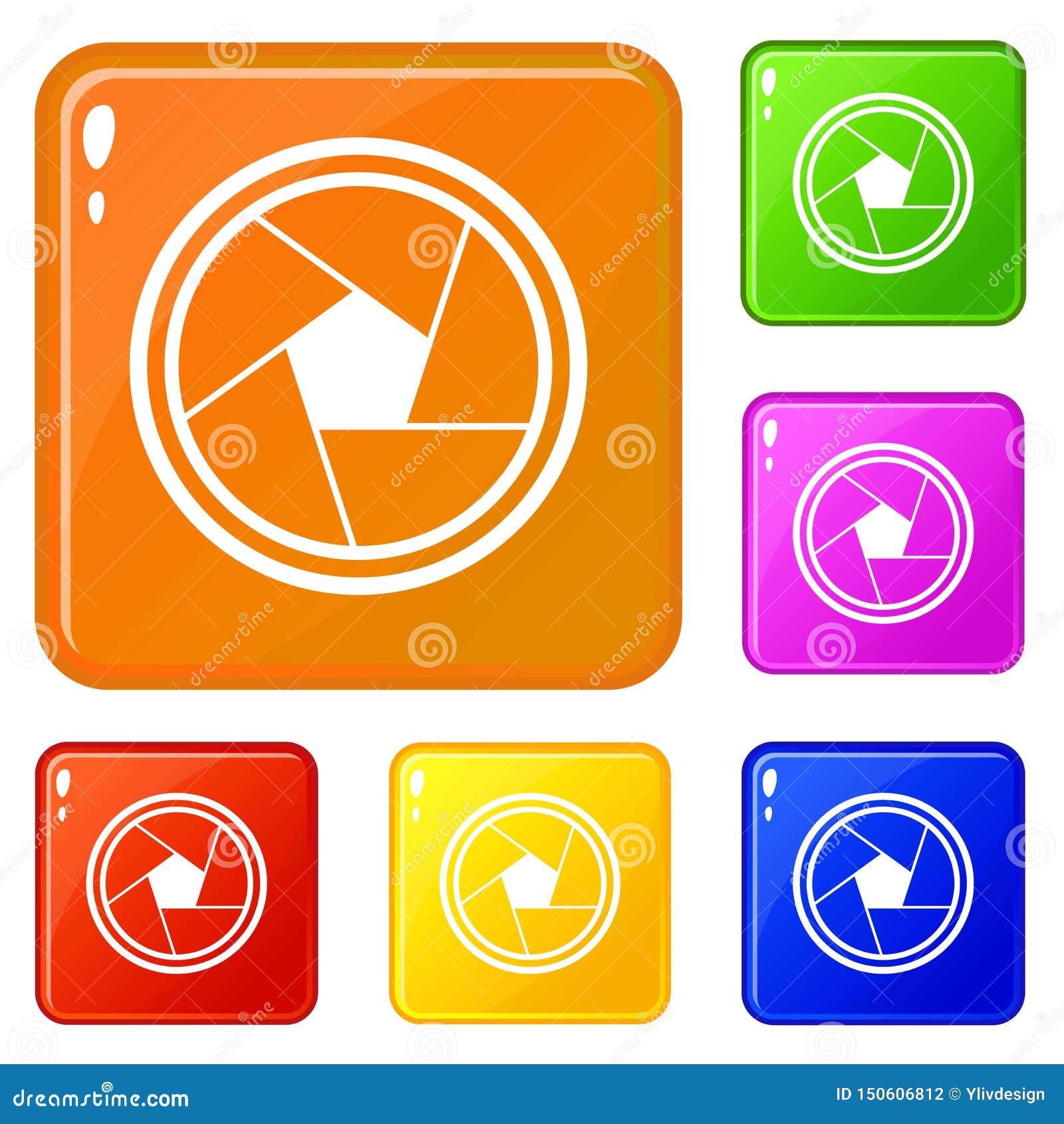 Photo Objective Icons Set Vector Color Stock Vector - Illustration of ...