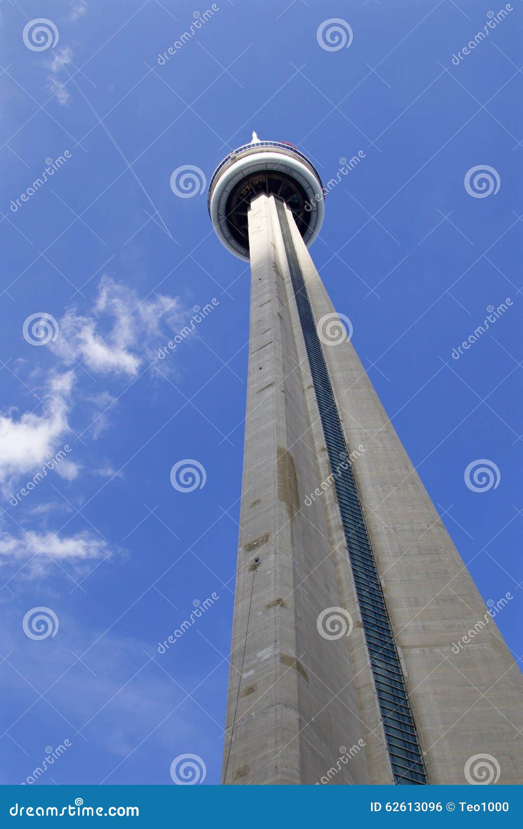 Photo Og the CN Tower, Blue Sky, Clouds and the Plane Editorial Photo ...