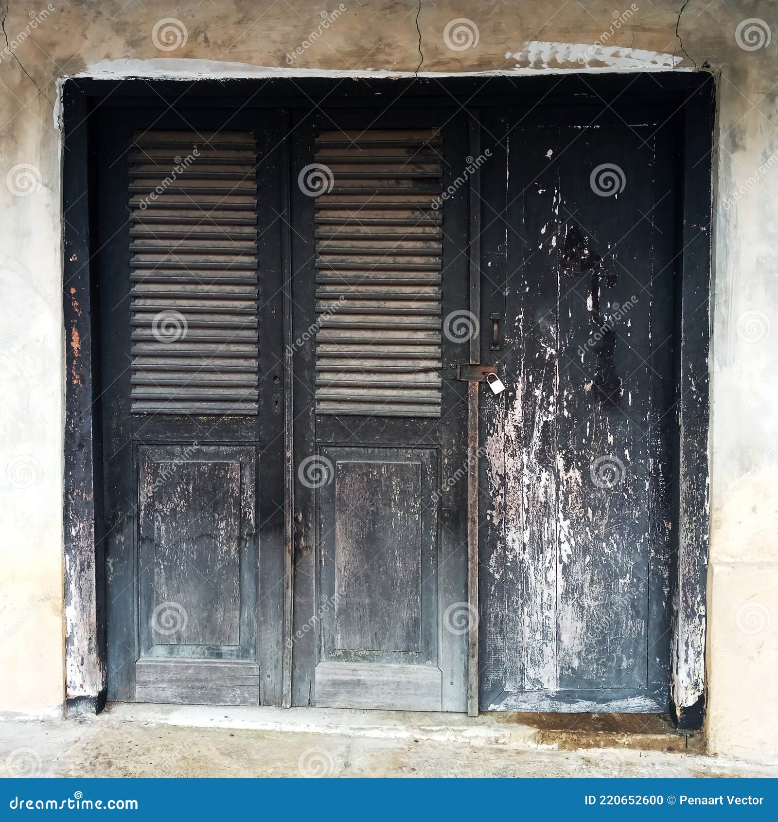 Photo of old black door stock photo. Image of blue, wood - 220652600