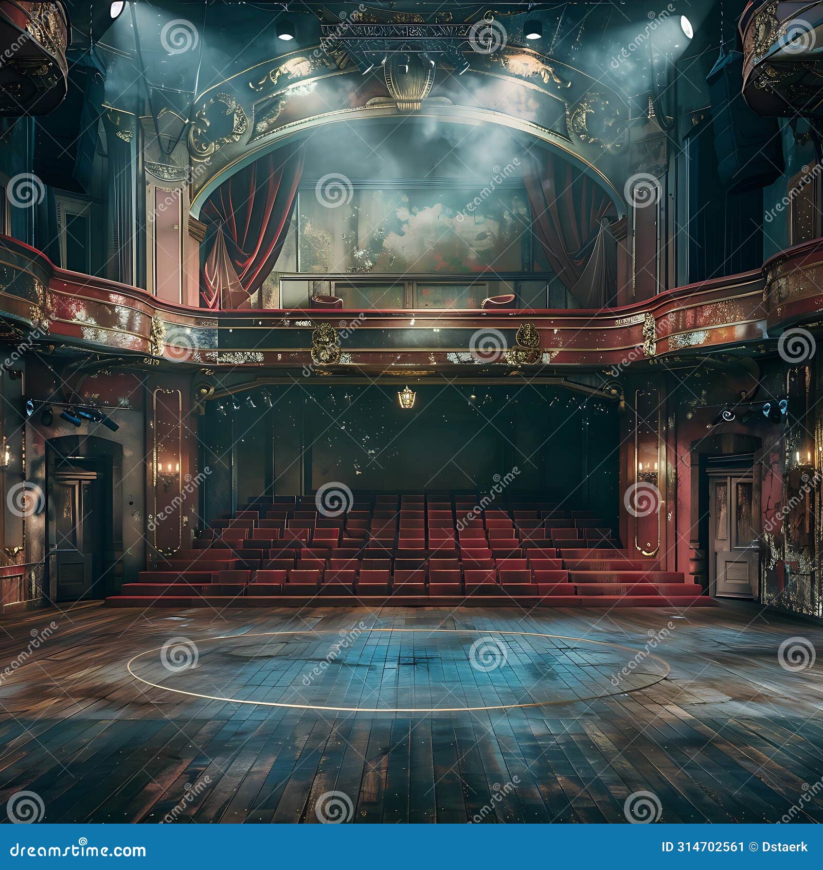 Photo of an Old Empty Stage Illuminated with Spotlights Generated by ...